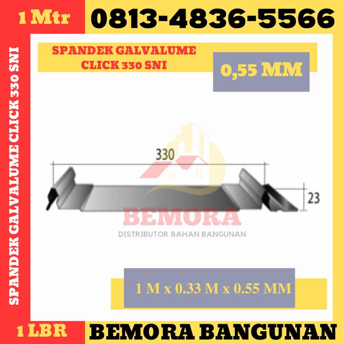 Jual Spandek Galvalume Click 330 SNI Tebal 0.55 mm Lebar Efektif 33 cm ...
