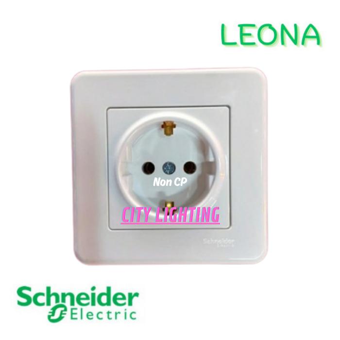 Jual Leona Stop Kontak Schuko Non CP Schneider 1 Gang LNA2900121 White ...