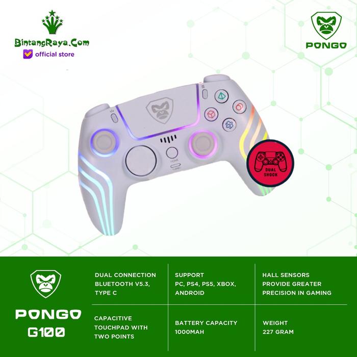 Promo Gamepad Axioo Pongo G-100 / G100 Bluetooth Type-C RGB PS4 / PS5 ...