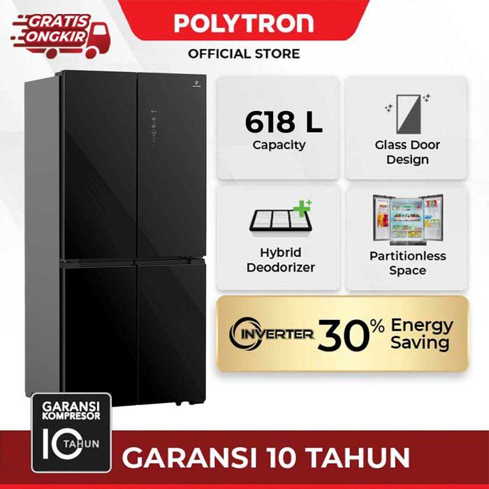 Promo POLYTRON Kulkas New Belleza Inverter 4 Pintu Multidoor Side by ...