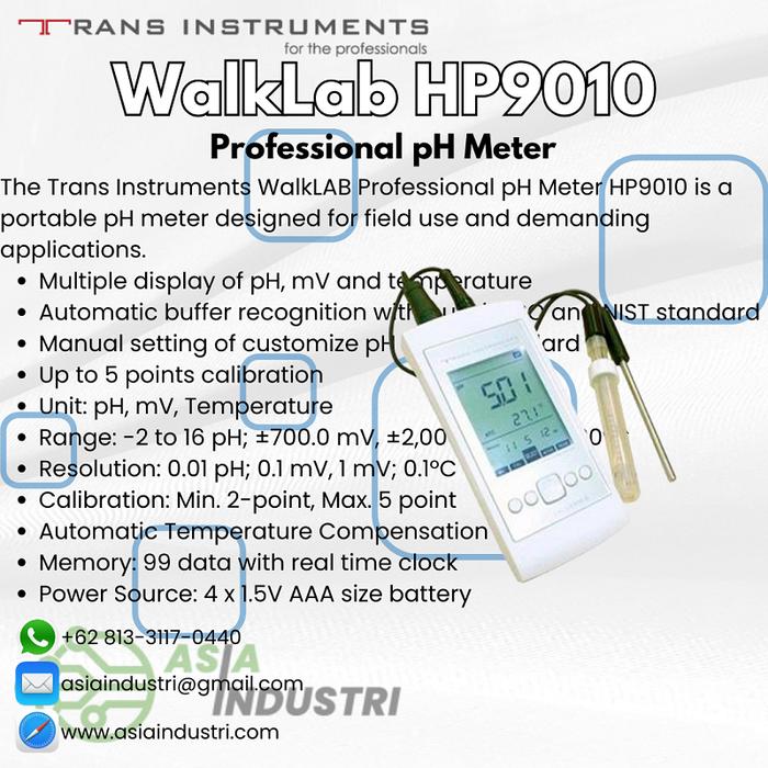 Jual Trans Instruments WalkLAB Professional pH Meter HP9010 - Kota ...