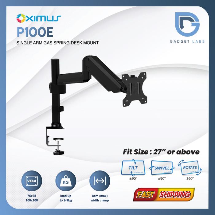 Promo Oximus P100E Bracket Monitor DeskMount Gas Spring Tilt Swivel ...