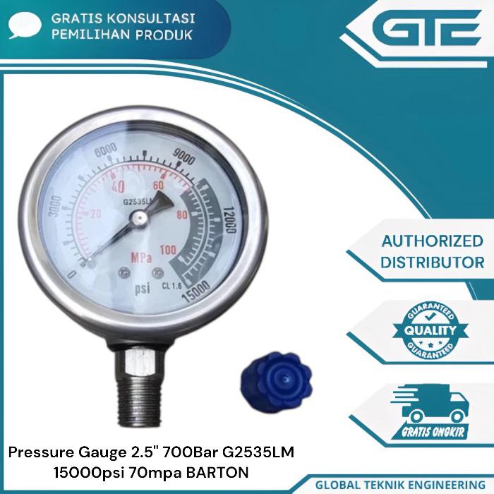 Jual Pressure Gauge 2.5" 700Bar G2535LM 15000psi 70mpa BARTON Manometer - Jakarta Barat - GLOBAL ...
