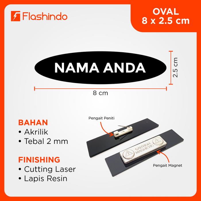 Jual Nama Dada / Name Tag Akrilik Warna & Bening Resin Magnet | Cetak ...