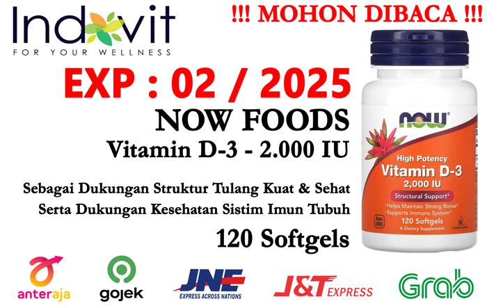 Jual Now Vitamin D3 2000IU 120soft Vit D3 Kesehatan Tulang & Imun Tubuh ...