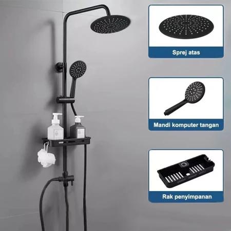 Jual Paket Shower Kamar Mandi Bulat Stainless Wall Hitam Set - Shower ...