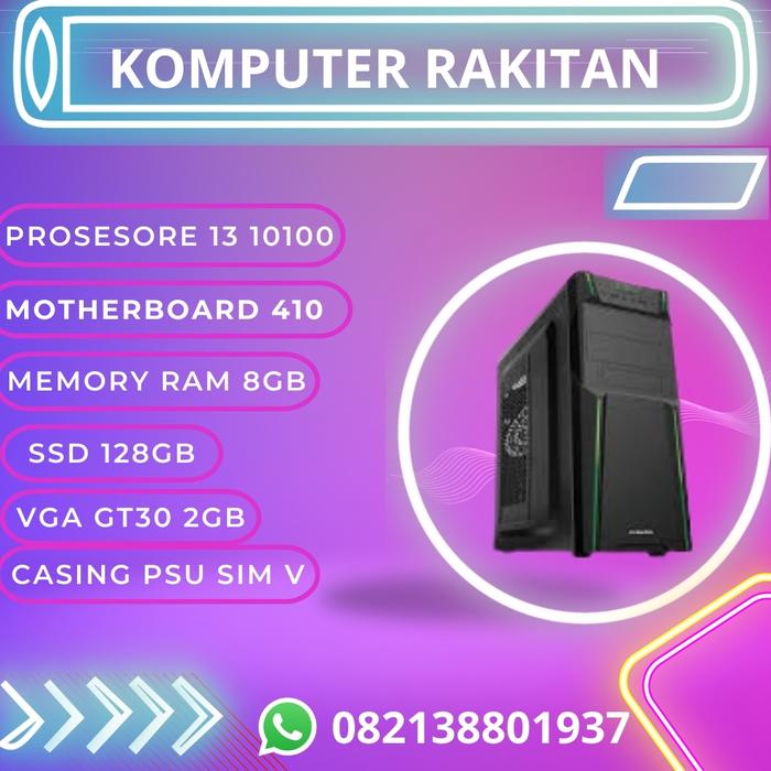 Jual CPU/PC RAKITAN CORE i3 10100f RAM 8GB SSD 128GB VGA GT730 2GB SIM ...