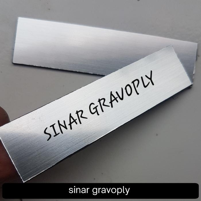 Jual gravoply ukuran 2x8cm bahan nametag/nama dada tebal1.5mm..silver ...