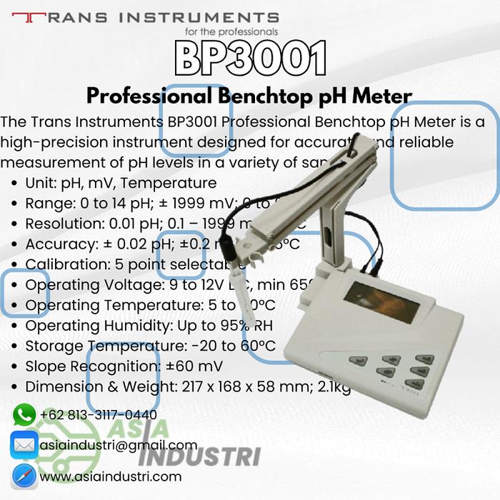 Jual Trans Instruments BP3001 Professional Benchtop pH Meter - Kota ...
