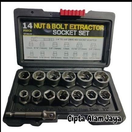 Jual 13 PCS Alat Pembuka Baut Mur Hex Rusak 8mm-19mm Set Kunci Ring ...