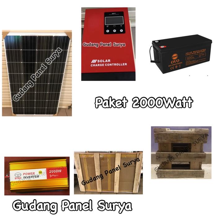 Jual PAKET Solar Panel Surya Solarcell PLTS Tenaga Surya 2000W 2000Watt ...