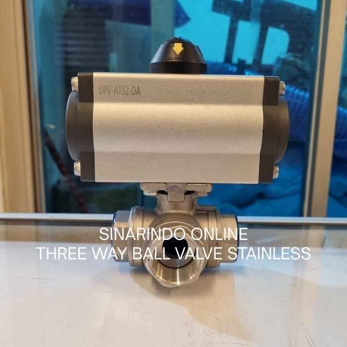 Promo 3WAY BALL VALVE PNEUMATIC ACTUATOR 11/2 " INCH DN 40 DRAT DOUBLE ...