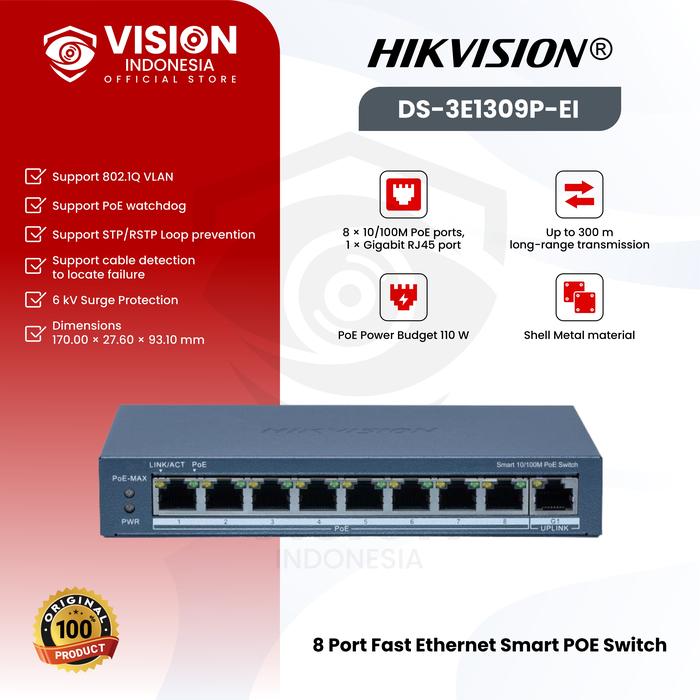 Jual HIKVISION Smart Manage POE Switch 8Port DS-3E1309P-EI / 120Watt - Jakarta Utara - VISION ...