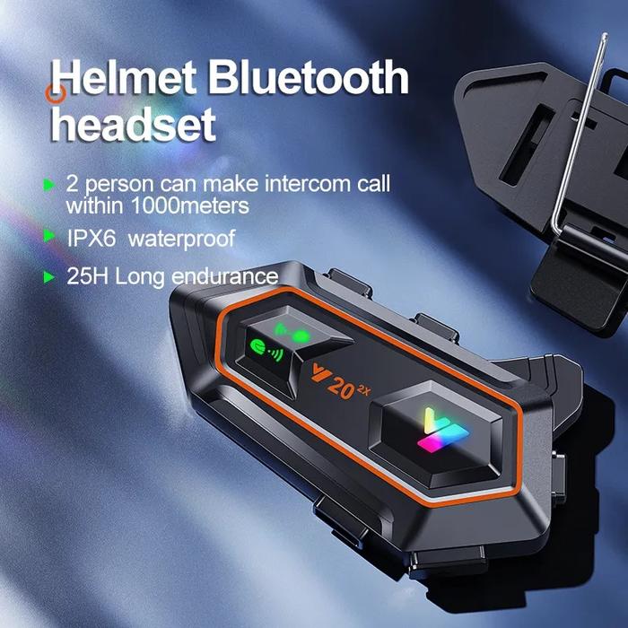 Jual Y20 2x Intercom Headset Bluetooth Tahan air dengan RGB 5.0 Dual ...
