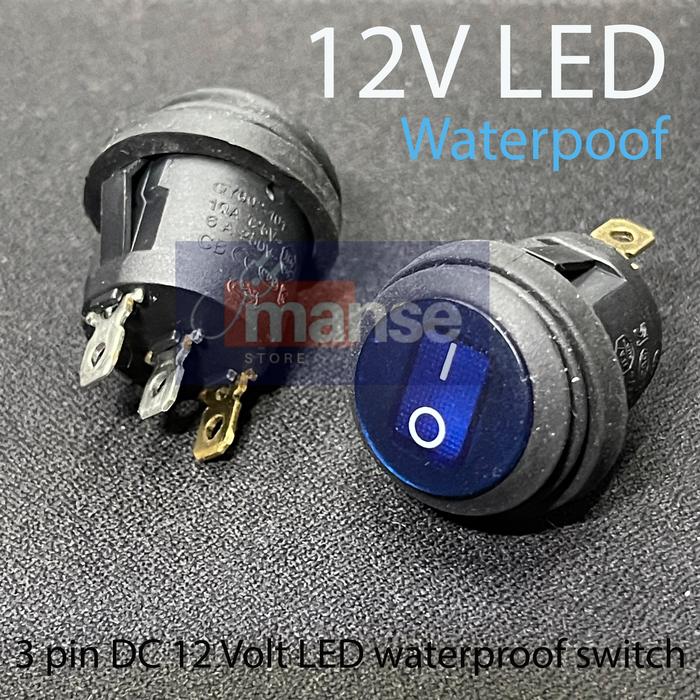 Jual Saklar Waterproof Bulat Lampu DC 12V 3 Pin On Off / Rocker Switch ...