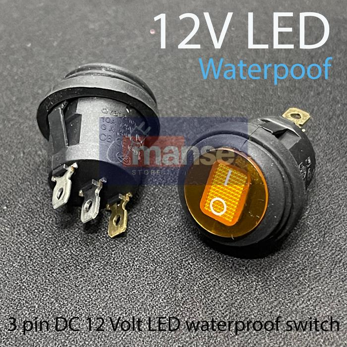 Jual Saklar Waterproof Bulat Lampu DC 12V 3 Pin On Off / Rocker Switch ...