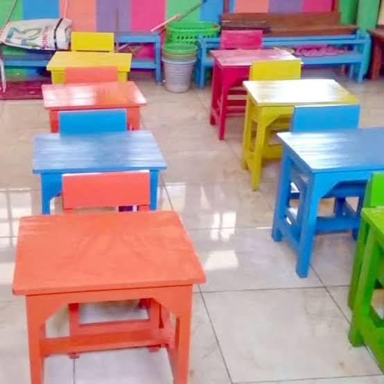 Jual PAKET LENGKAP MEJA KURSI KAYU SEKOLAH PAUD TK SD ANAK SCHOOL TABLE ...