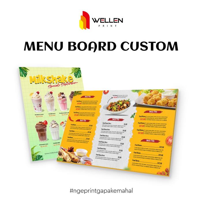 Jual WELLEN PRINT – Cetak Menu Board Custom / Print Papan Menu Hard ...
