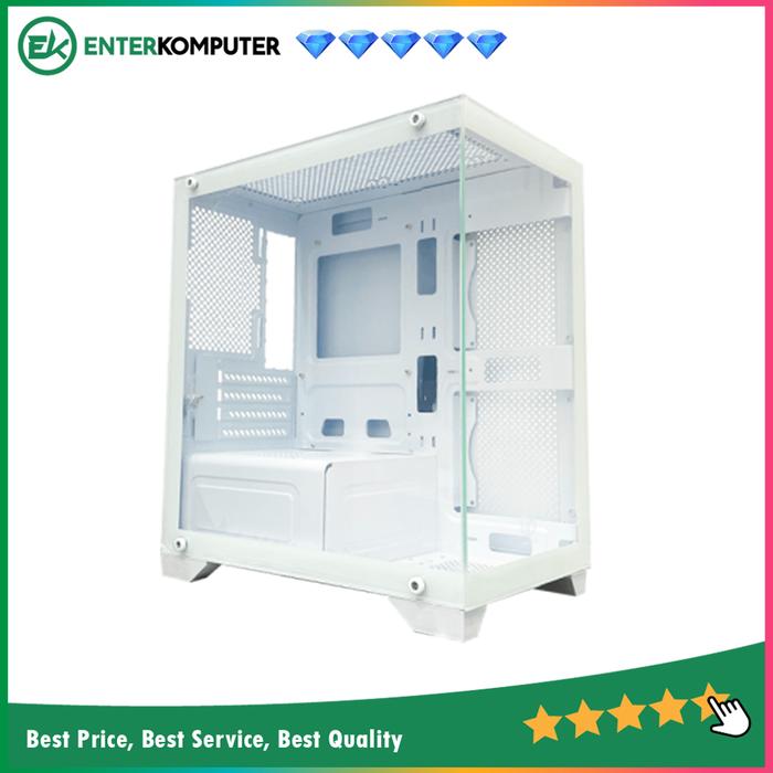 Jual Casing CUBE GAMING BLUEY WHITE - mATX Gaming Case - All White Inside - Front & Left Side ...