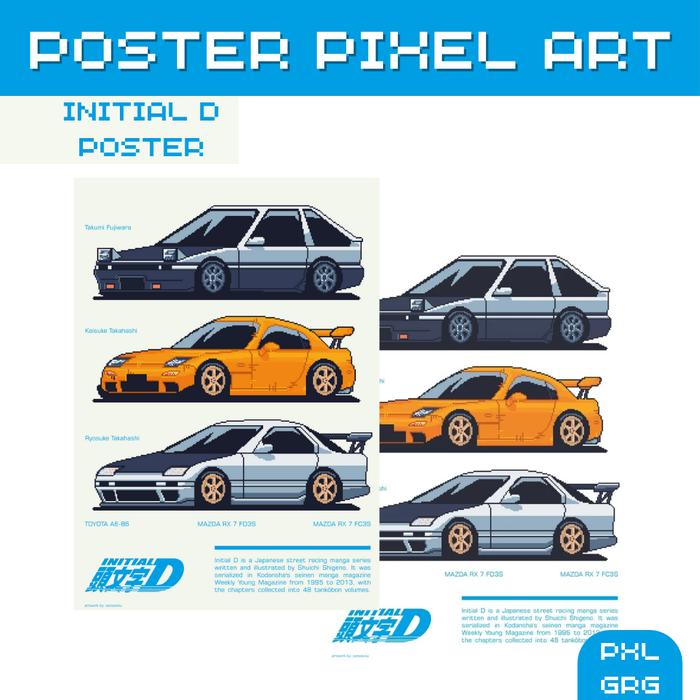 Jual POSTER PIXEL ART INITIAL D A4 - Kota Semarang - pixelgarage ...