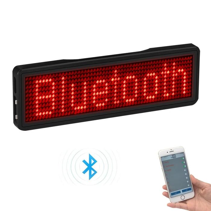 Jual name tag LED mini running text free setting custom DIY name badge ...
