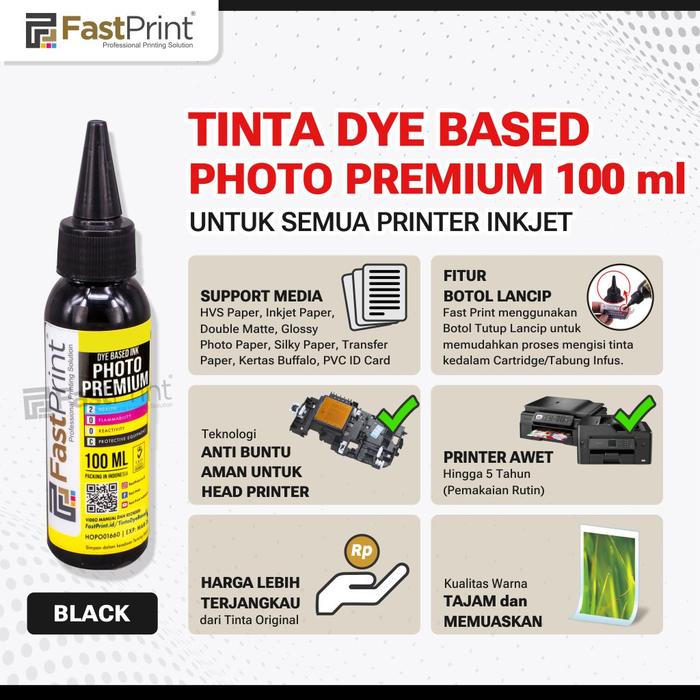 Jual Tinta Refill Dye Based Photo Premium 100ML - Black - Jakarta Pusat ...