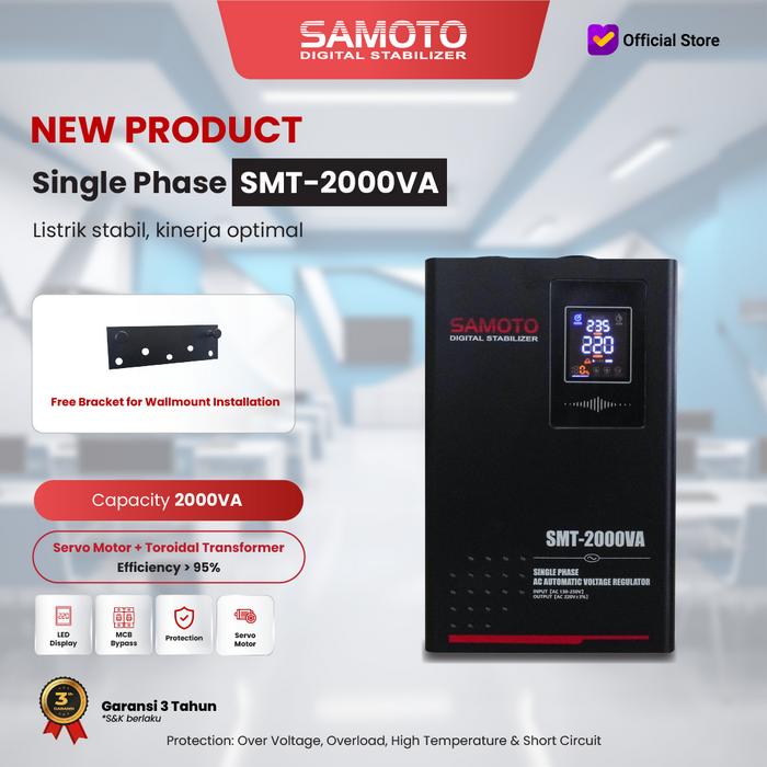 Jual SAMOTO Stabilizer 2000VA Stavolt Single Phase Stavolt SMT2000VA ...
