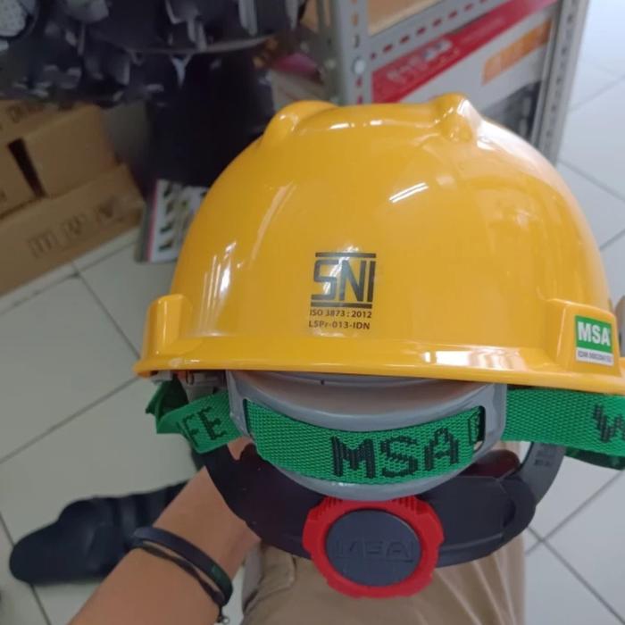 Jual HELM SAFETY MSA V GARD FULL SET / HELM KERJA PROYEK WARNA KUNING ...