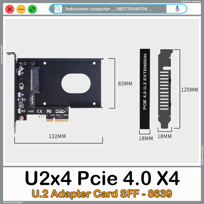 Jual U2x4 Pcie 4.0 X4 U.2 Adapter Card SFF-8639 U2 PCIe Card Adapter ...