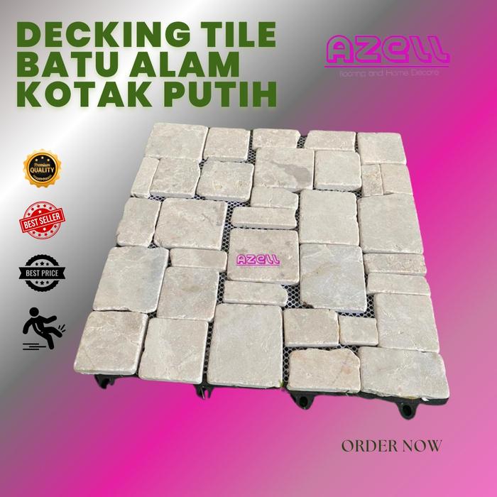 Promo Paket Bundling 10 Pcs - Decking Tile Batu Alam Kotak Putih - Batu Alam Asli - Lantai ...