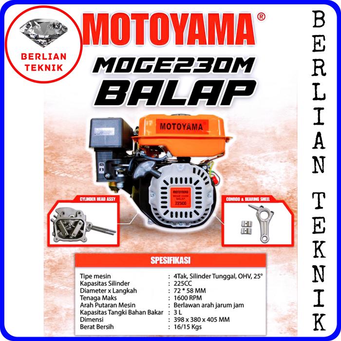 Jual Mesin Penggerak Bensin Engine Gasoline Motoyama Moge 230 M Balap ...