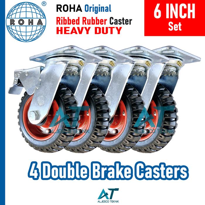 Jual RODA HEAVY DUTY 6 INCH REM KARET KEMBANG TROLI - GEROBAK - 4 Rem ...