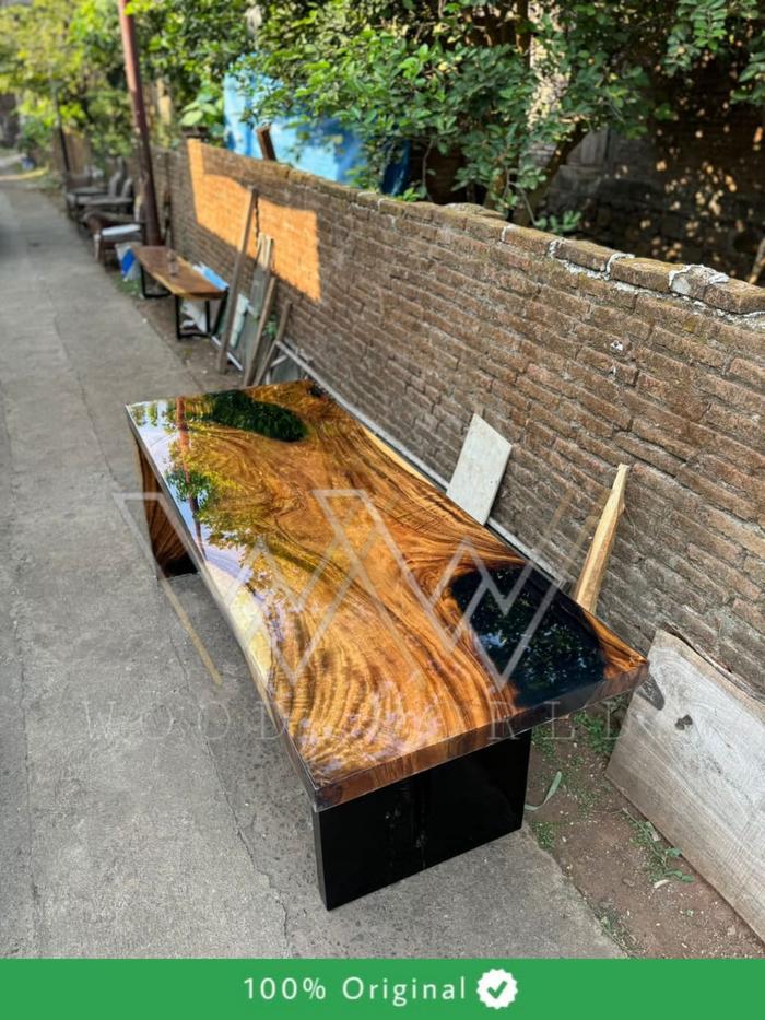 Jual meja makan resin epoxy custom - Kab. Jepara - WOODWORLD_ | Tokopedia