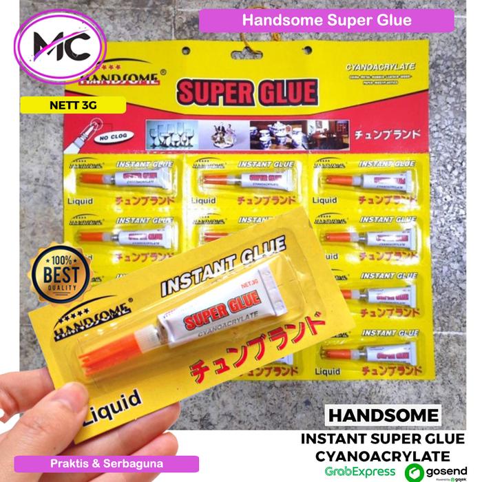 Jual Lem Instan Super Glue Handsome 3gr Tube Lem Power Glue Liquid Cair ...