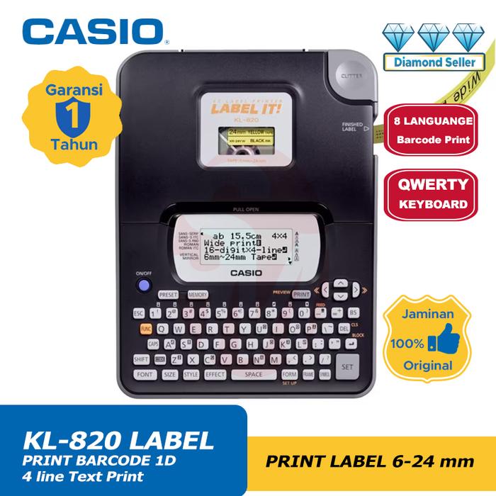 Promo Label Mesin Casio KL-820 PRINTING LABEL Cetak Nama Barcode QWERTY ...