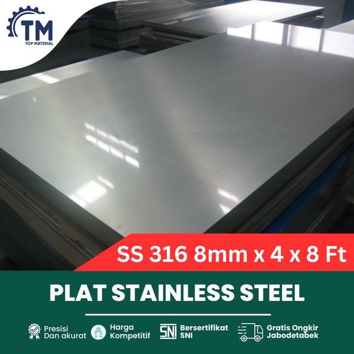 Jual Plat Stainless Steel SS316 8mm x 4 x 8 Feet / 1200 x 2400 mm / 120 ...