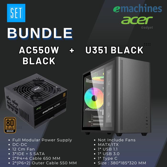 Promo Casing Gaming / PC Case MATX eMachines Acer Gadget U351 Black ...