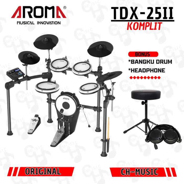 Promo Aroma TDX25II TDX 25/II ALL-MESH Electronic Drum With DUAL ZONE ...