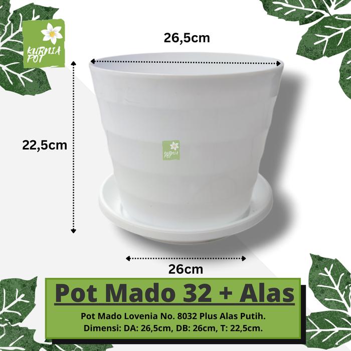 Jual Pot Bunga Mado Putih Size 10 18 22 27 32 Tanaman Hias Plus Alas ...
