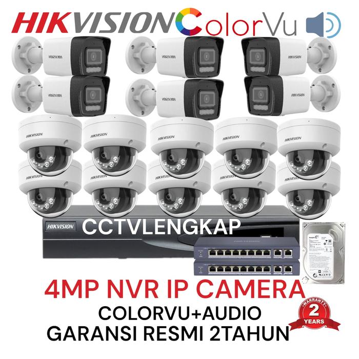 Promo PAKET CCTV IP CAMERA HIKVISION 16 CHANNEL 4MP AUDIO 16 KAMERA IP ...