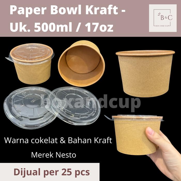 Jual Paper Bowl / Rice Bowl / Mangkok Kertas KRAFT Craft Cokelat dan ...