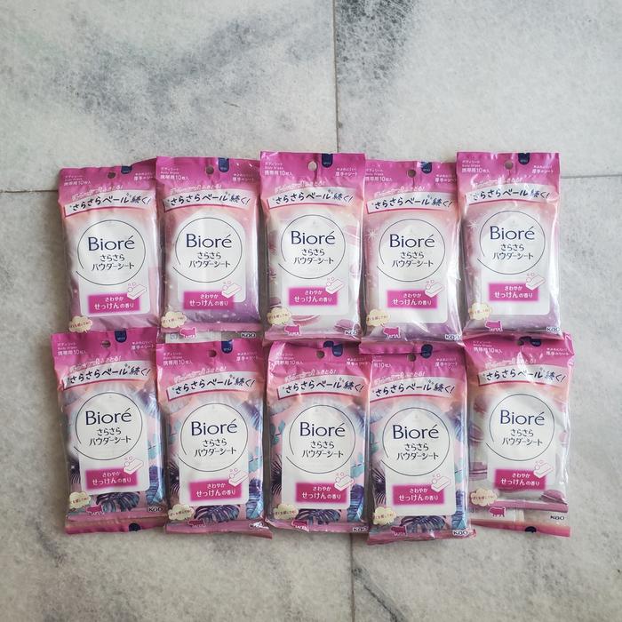 Jual Biore SARASARA Sara Sara Body Powder Sheets 10s Tissue Basah Wipes ...