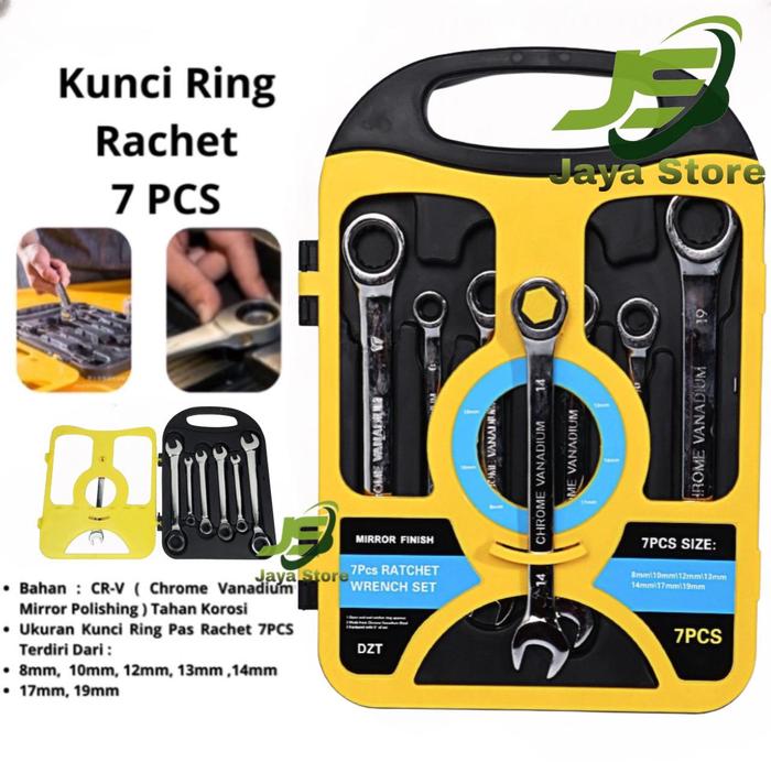 Jual Kunci Ring Pas Set 7pcs Kunci Ring 8-19mm Wrench Rachet Belter ...