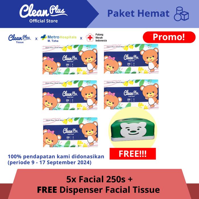 Jual Clean Plus Softpack Tissue 250'S (NEW DESIGN) Bundling 5 Pack ...