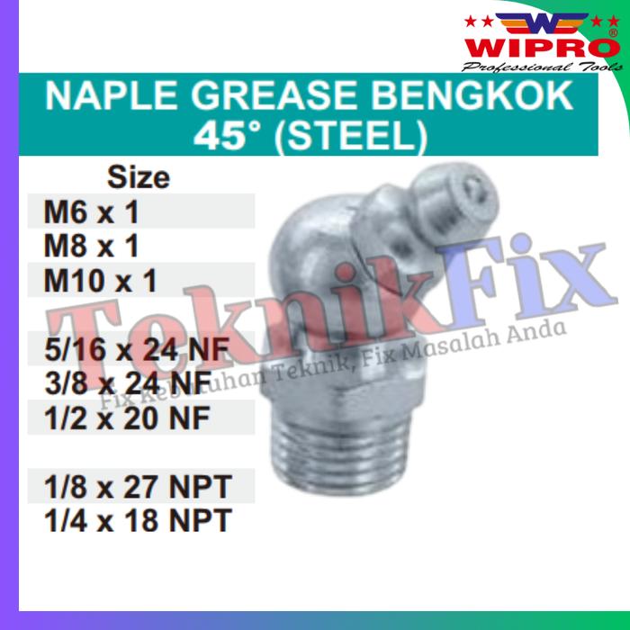 Jual Naple Nepel Grease Nipel Nipple Gemuk Oli Lurus Besi WIPRO M6x1 ...