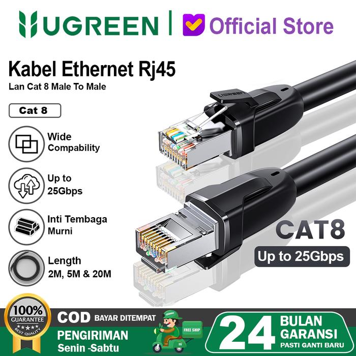 Jual UGREEN Kabel LAN Cat 8 RJ45 Ethernet Network 25Gbps Pure Cord 2M ...