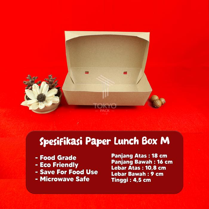 Promo Paper Lunch Box Size M Food Grade Kemasan Makanan Kotak Putih ...