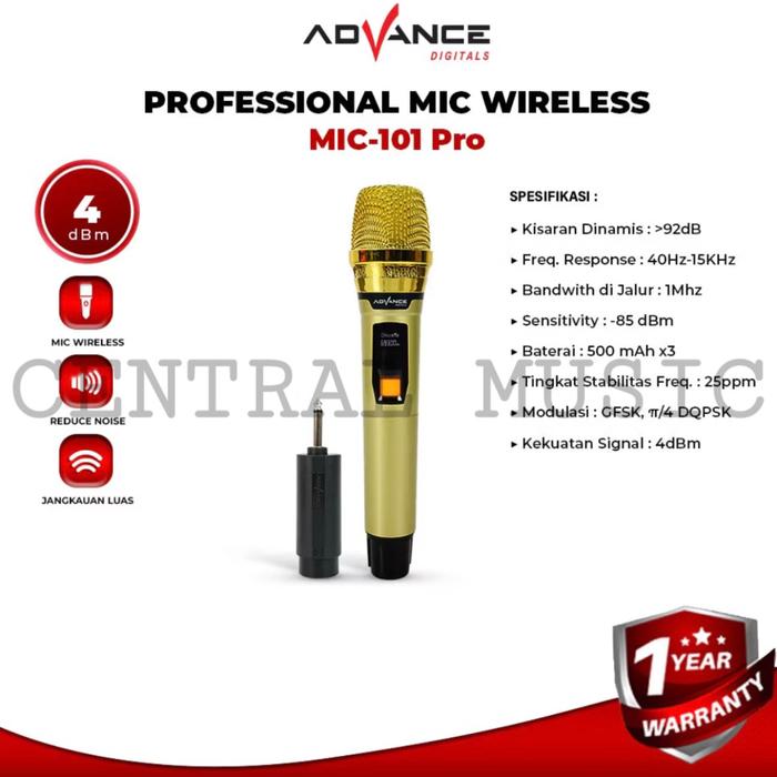 Jual MICROPHONE WIRELESS ADVANCE MIC 101-PRO SINGLE HANDLE UHF ASLI ...