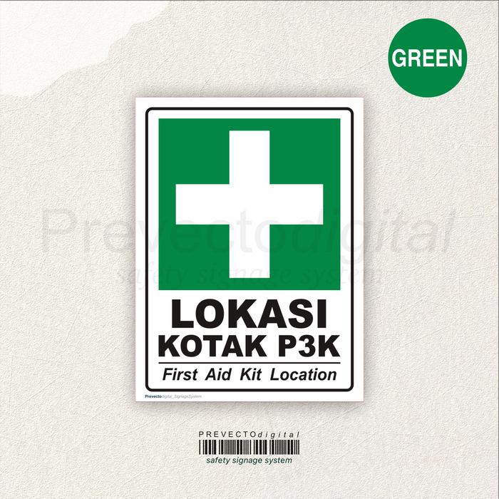 Jual Sticker Safety Sign K3 Rambu Lokasi Kotak P3K - Green, 30x40cm ...