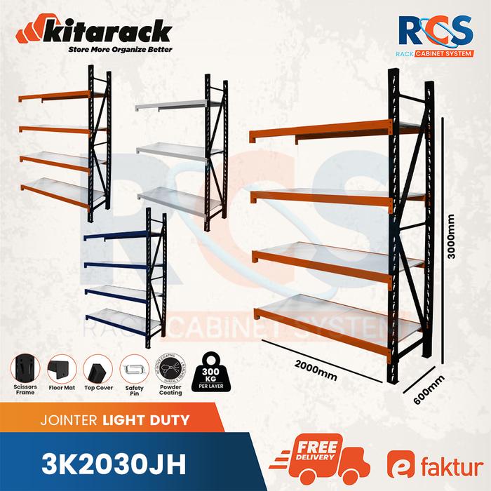 Jual Rak Gudang Besi 300kg Panjang 2M Jointer Tinggi 3 Meter 4 Susun ...